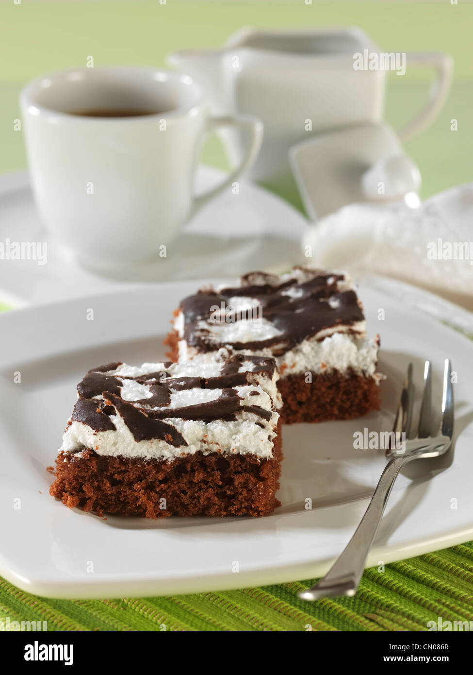 sponge cube with chocolate and foam Stock Photo - Alamy