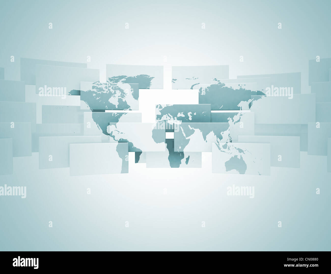 World map on 3d squares Stock Photo - Alamy