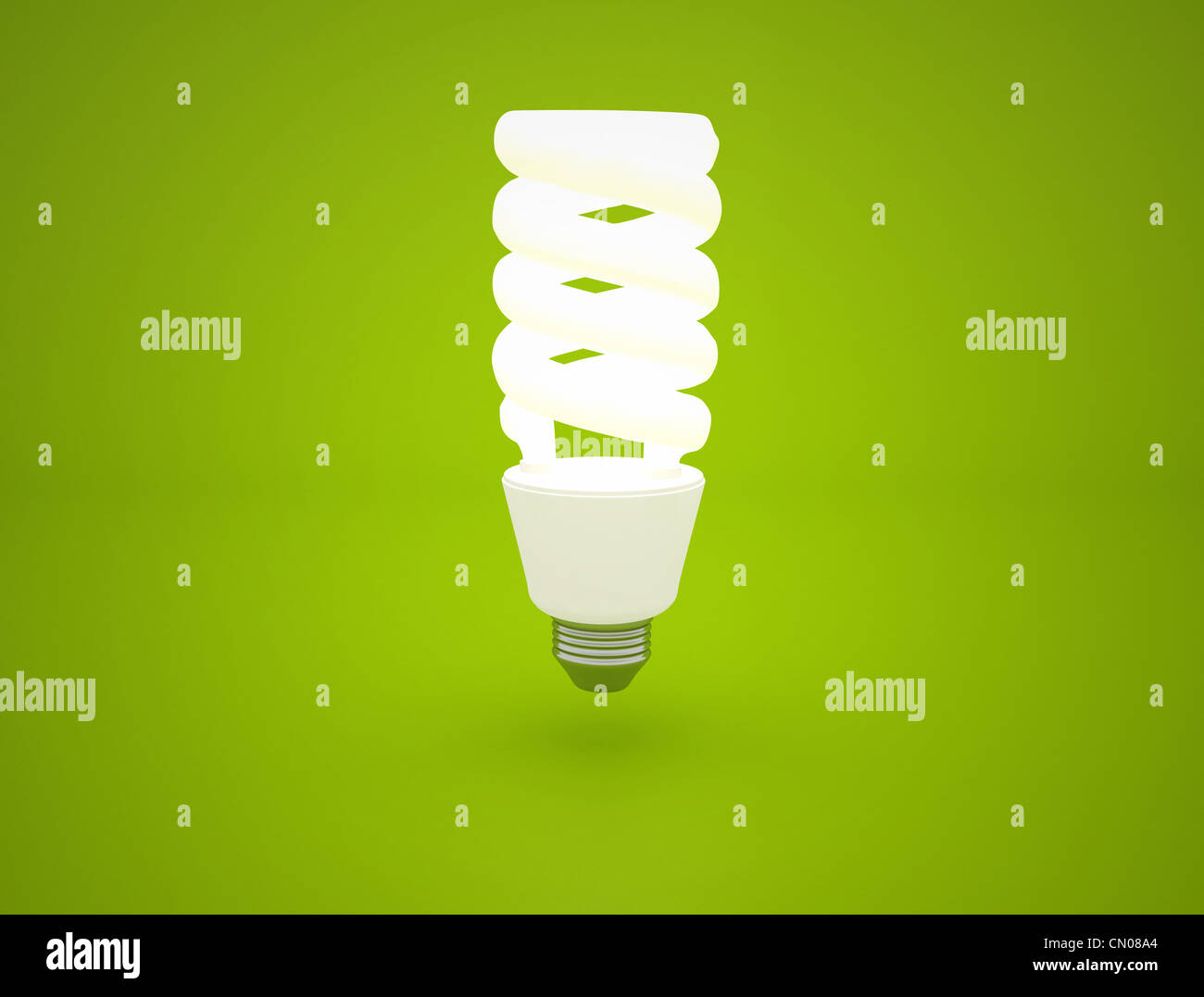 glowing Light bulb idea on green background Stock Photo - Alamy