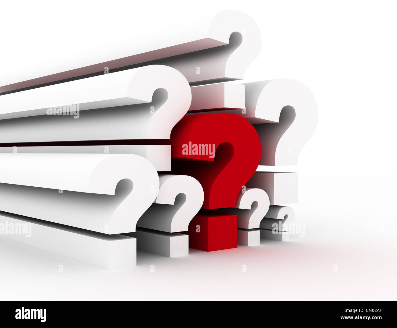 3d question marks single red important question Stock Photo - Alamy