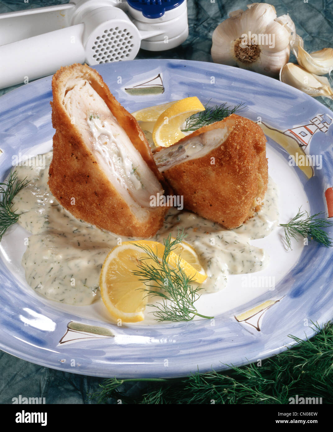 filled fish roll with garlic and margarine Stock Photo - Alamy