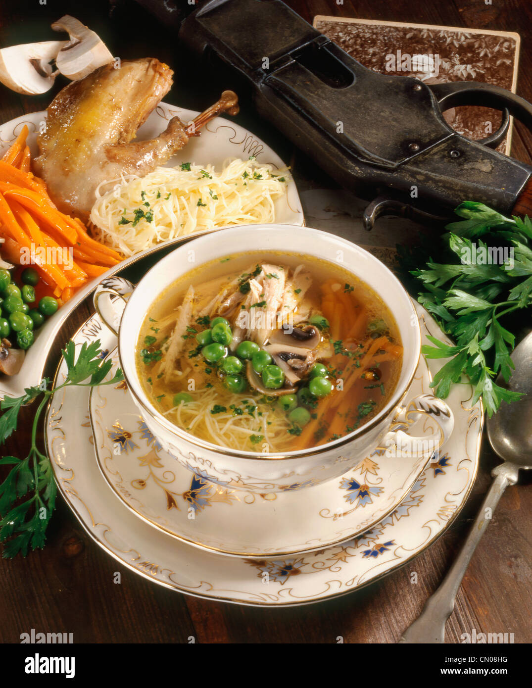 Újházy style pheasant soup Stock Photo - Alamy