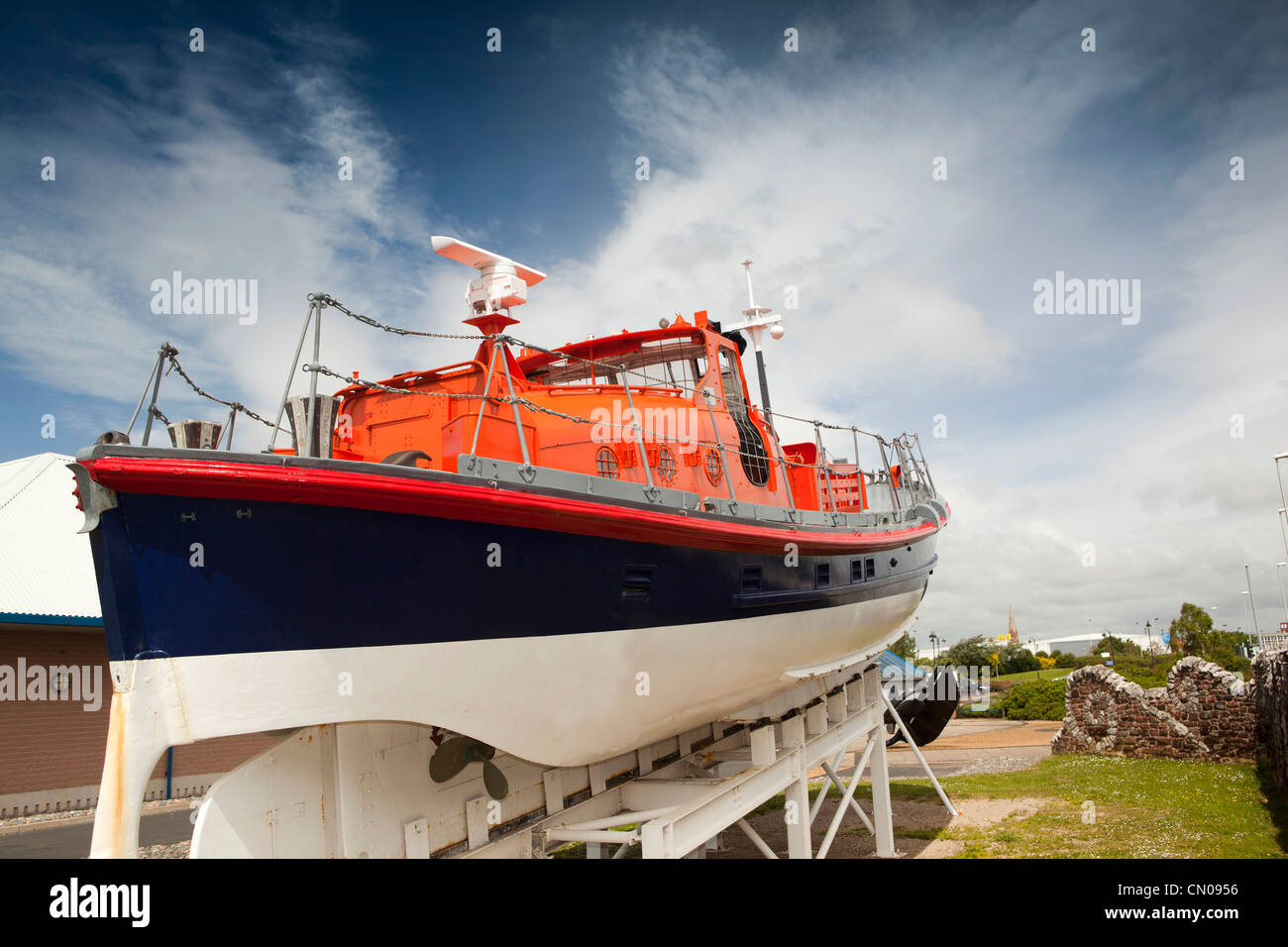 UK, Cumbria, Barrow in Furness, last wooden lifeboat outside Dock ...