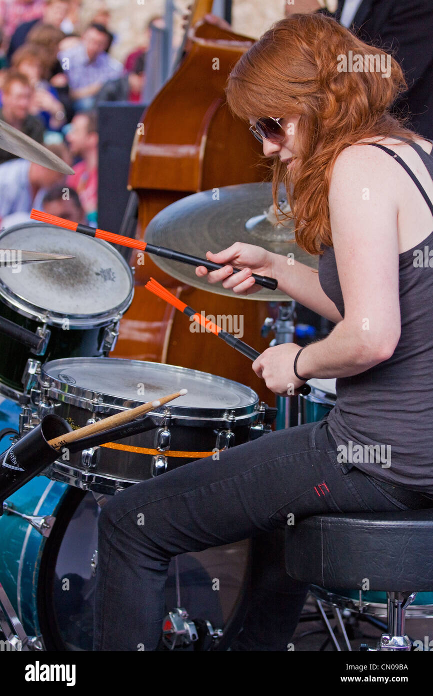 Girl play drum hi-res stock photography and images - Alamy