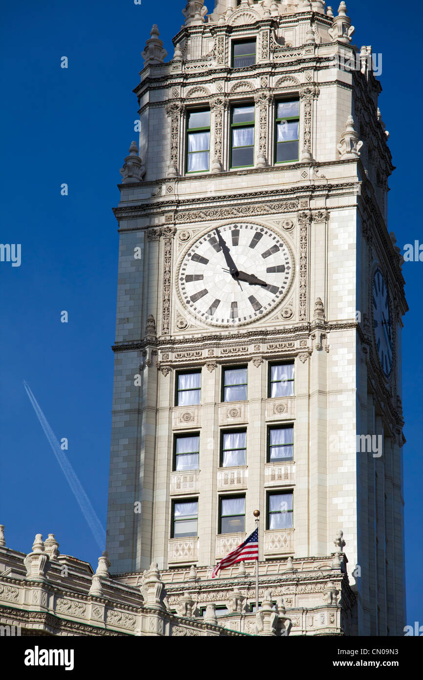 The Clock Tower on the Wrigley Building, Chicago Stock Photo - Alamy