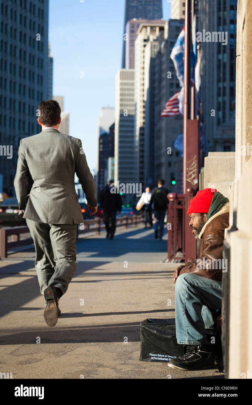 A homeless man on Michigan Avenue, Chicago Stock Photo - Alamy