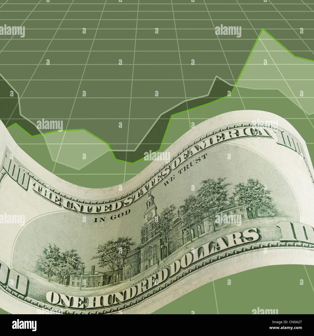 One hundred dollars as a graph of changes in economics Stock Photo - Alamy