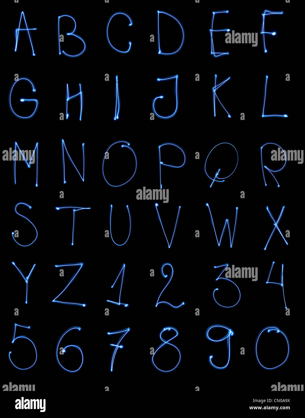 Light painted alphabet and numbers Stock Photo - Alamy