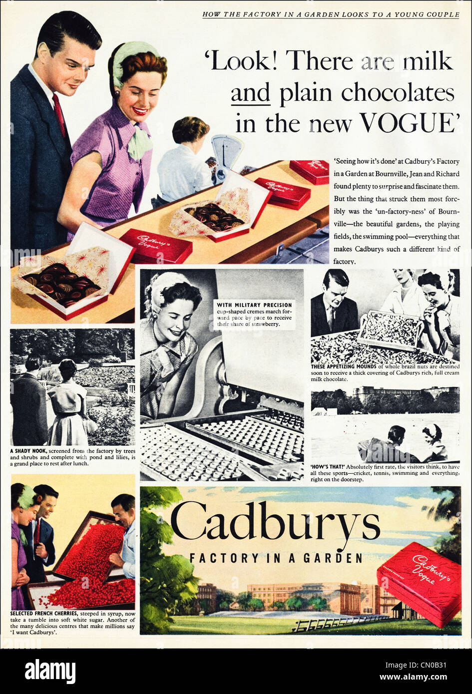 CADBURYS factory in a garden at Bournville advert Original ...