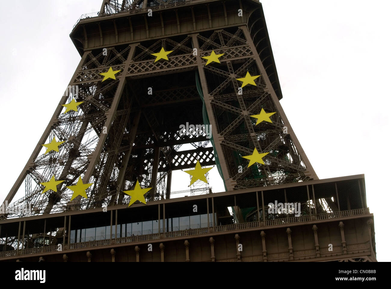 Eiffel Tower with European Stars Stock Photo - Alamy