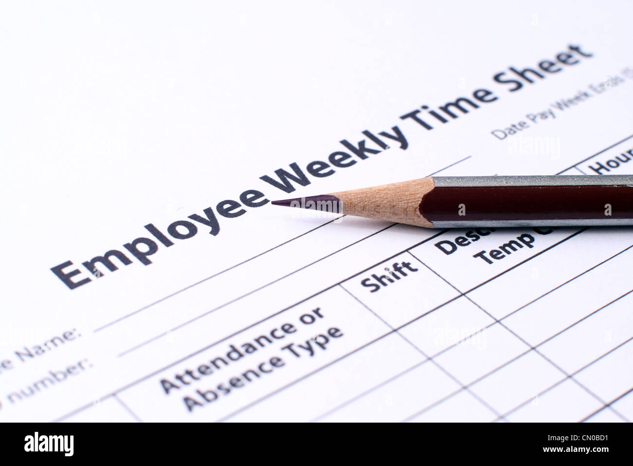 Employee time sheet Stock Photo - Alamy