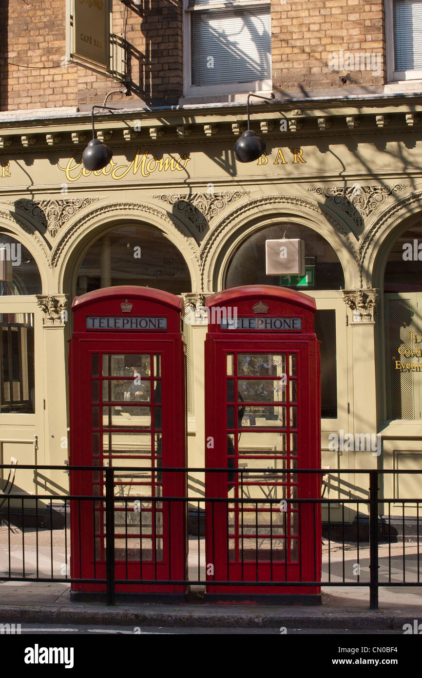 LONDON, UK - MARCH 28, 2012: Two Red Telephone Boxes on Marylebone High ...