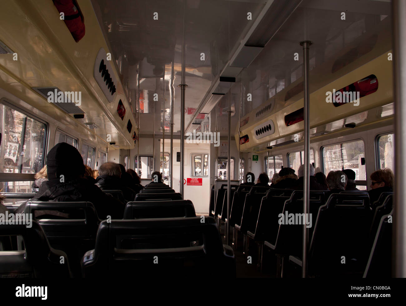 Inside a water bus in Venice Stock Photo - Alamy