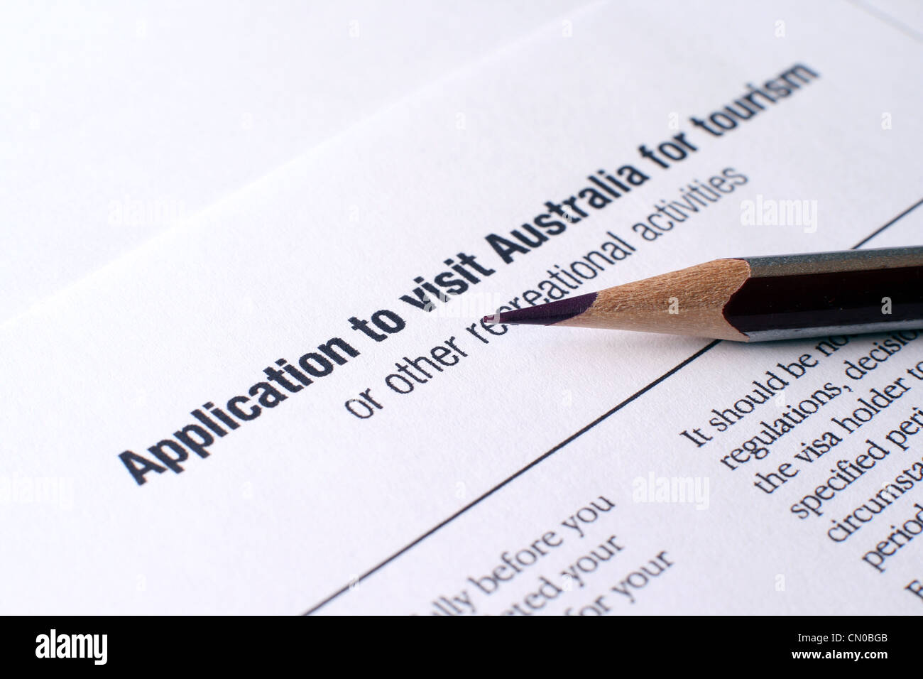 Australian visa form Stock Photo - Alamy