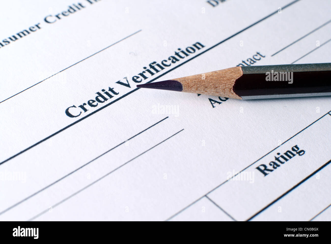 Credit verification form Stock Photo - Alamy