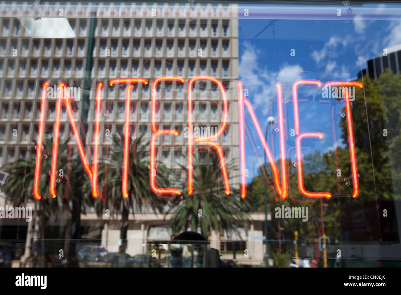 Internet neon sign in a shop window Stock Photo - Alamy