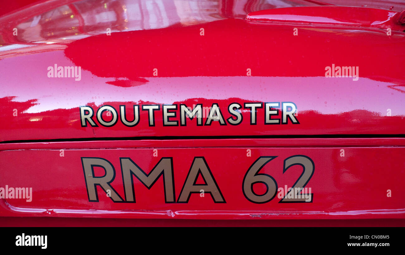 Detail on Routemaster double-decker bus RMA 62 UK Stock Photo - Alamy