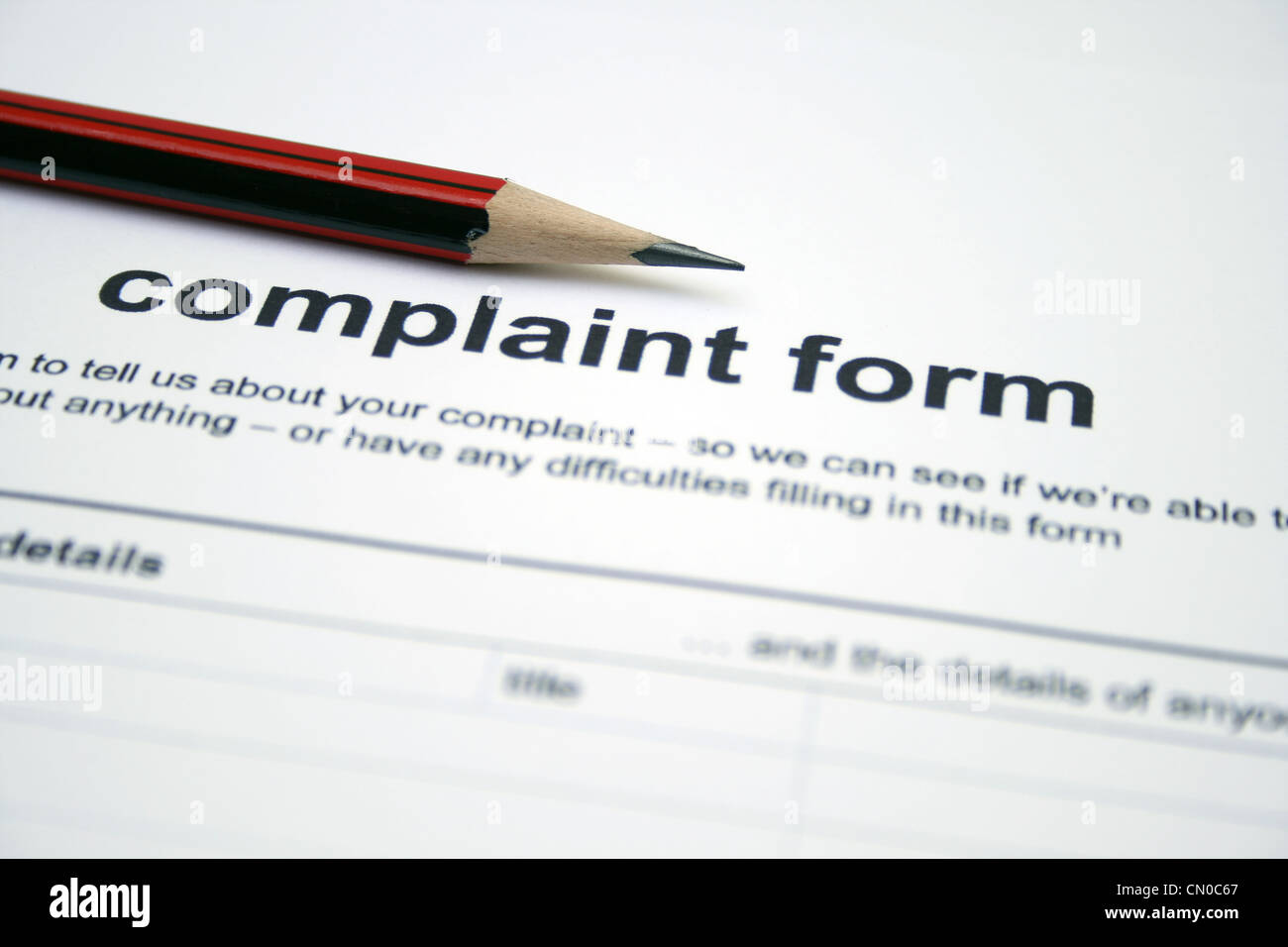 Complaint form complain hi-res stock photography and images - Alamy