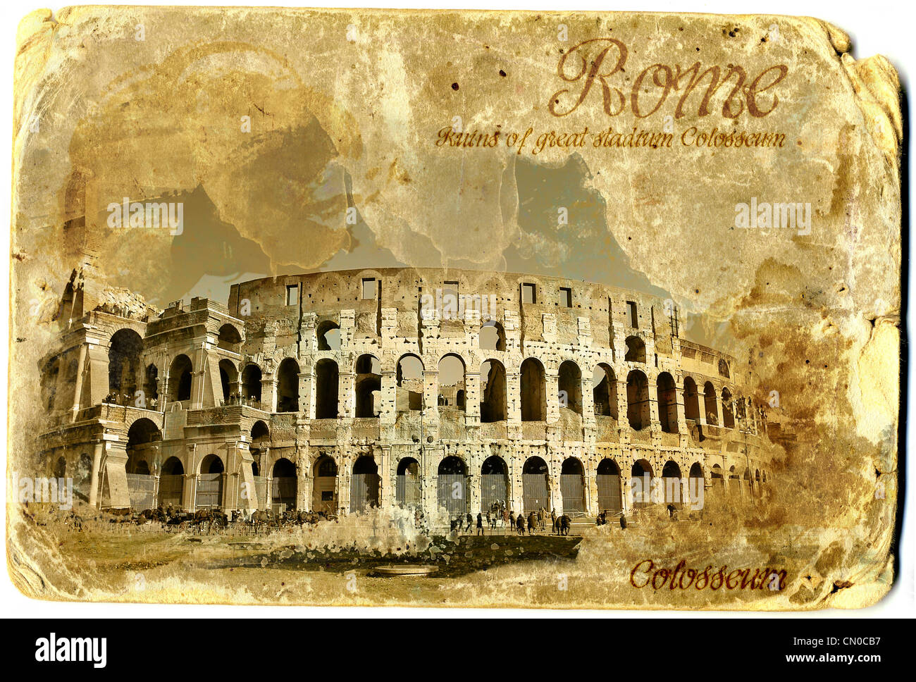 Colosseum vintage card postal Stock Photo - Alamy