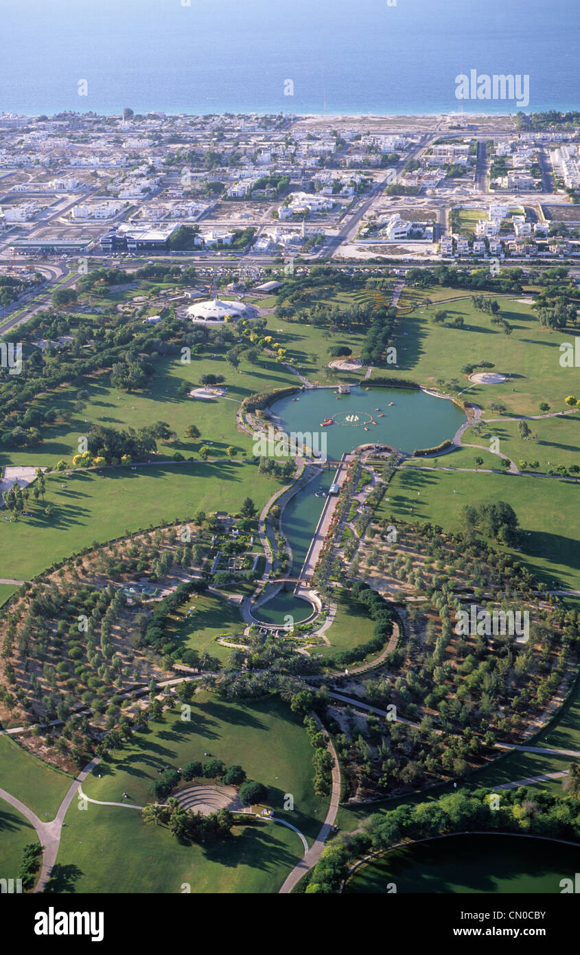 United Arab Emirates, Middle East, Dubai, Aierial view of Safa park ...