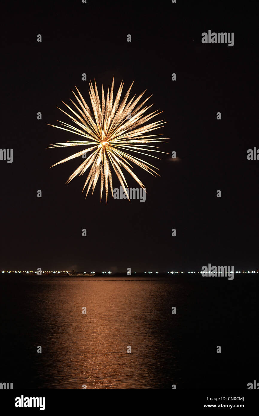 colorful huge fireworks display and reflection Stock Photo - Alamy