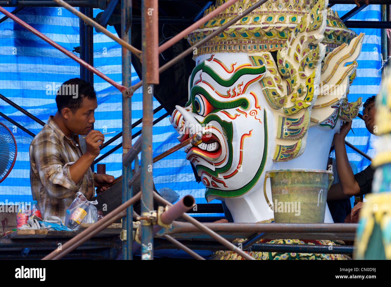 Giant face, painting,face,wat pra keaw,Grand Palace, Bangkok,Thailand ...