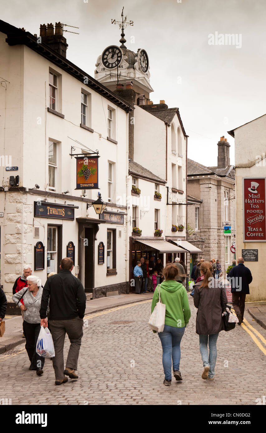 UK, Cumbria, Ulverston, Market Street, Grapes Public House Stock Photo ...