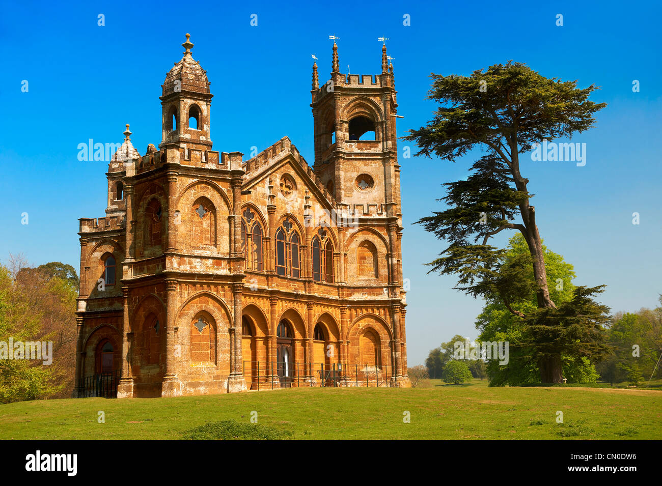 The Gothic Temple of Stowe House in the formal gardens of the English ...