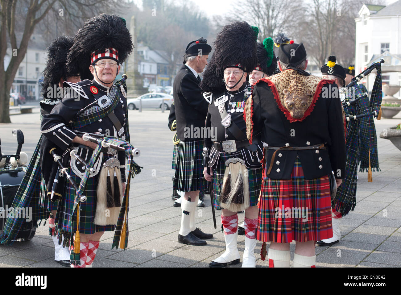 Pipers play as the parade moves through Falmouth town centre for the St ...
