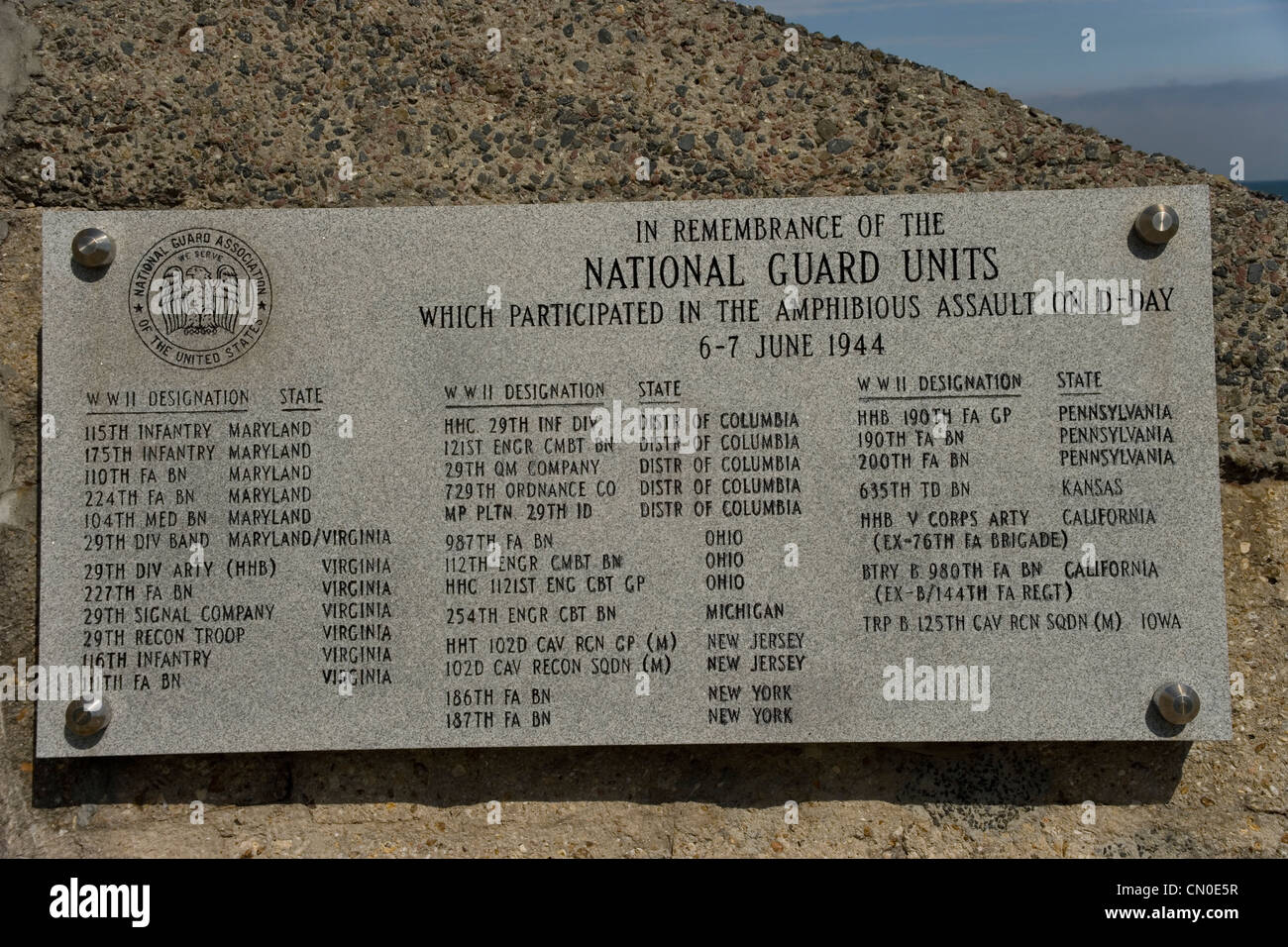 National Guard Memorial at Vierville draw on Omaha Beach built on ...