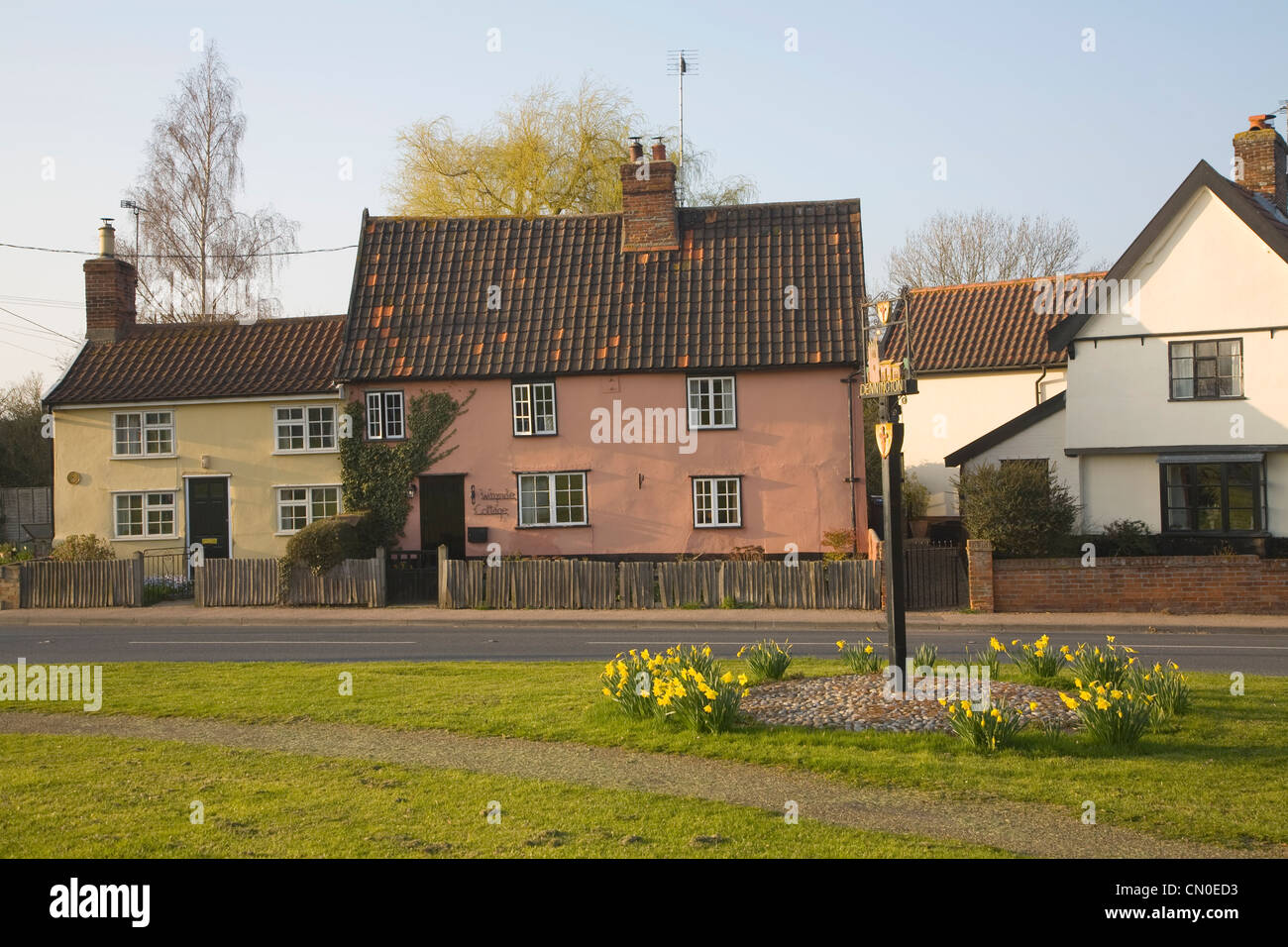Village sign homes buildings dennington hi-res stock photography and ...