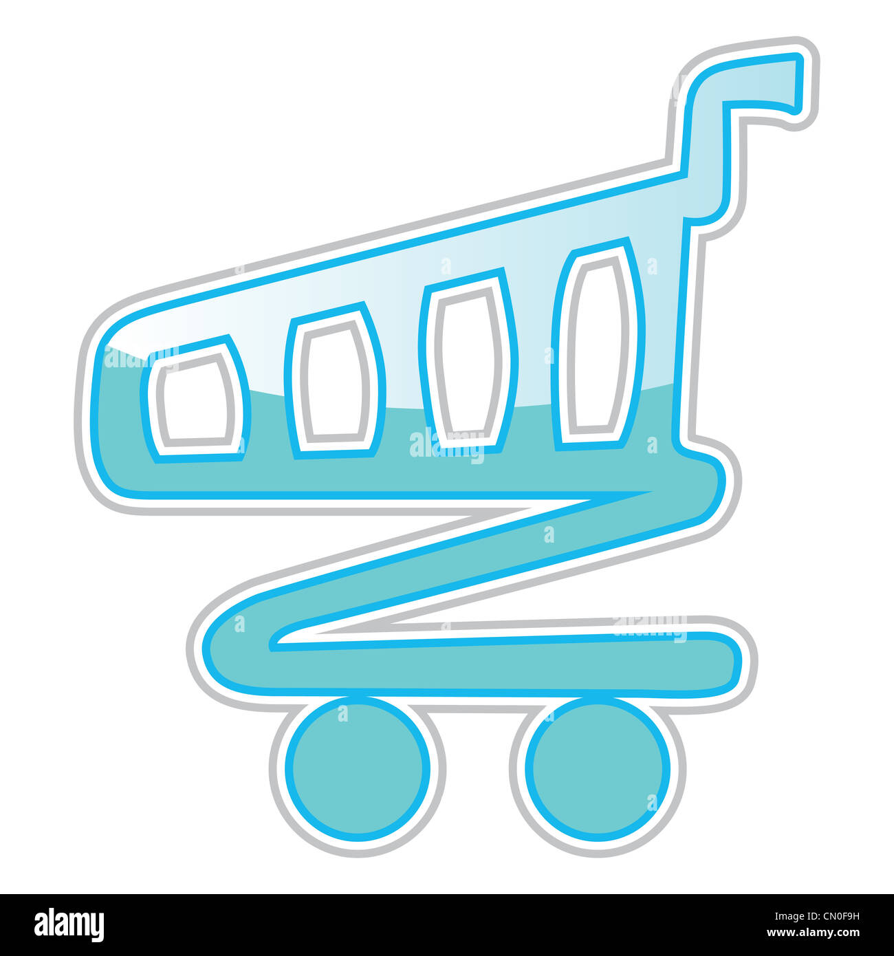 Shiny blue retro cart sticker, vector illustration Stock Photo - Alamy
