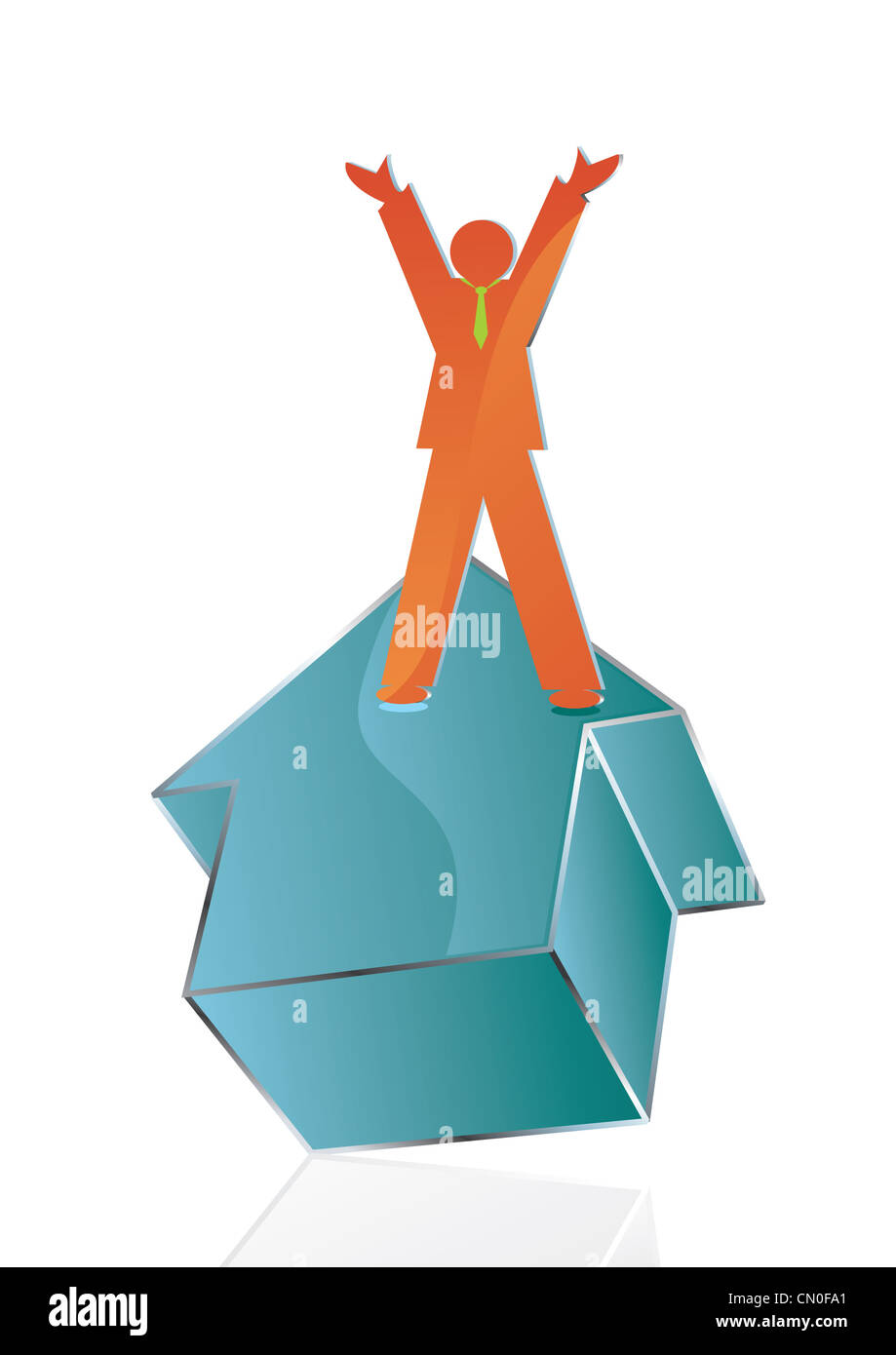 conceptual Business icon of man reaching his goal, vector illustration ...