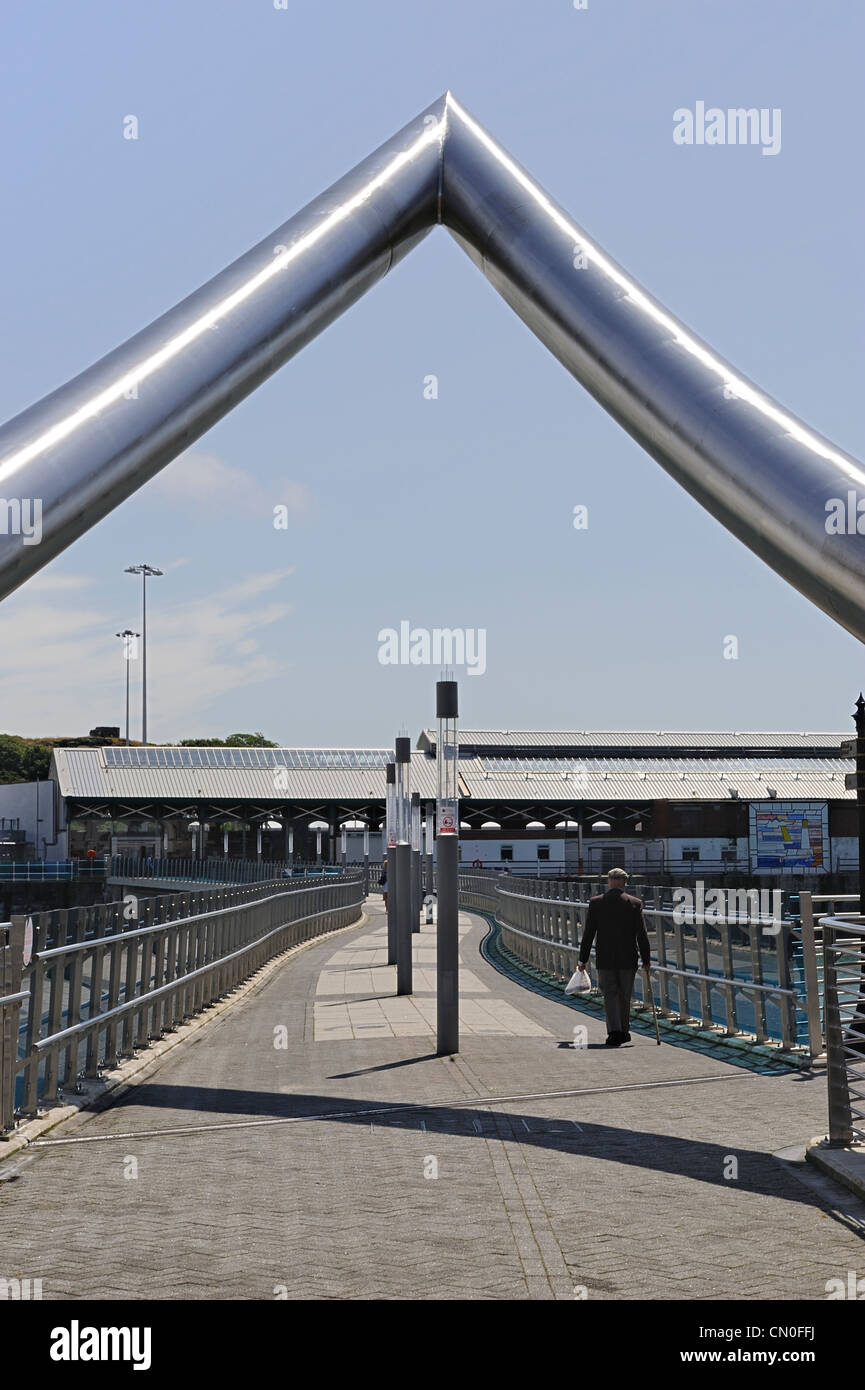 Celtic Gateway footbridge, Holyhead, Isle of Anglesey, Wales, UK Stock ...