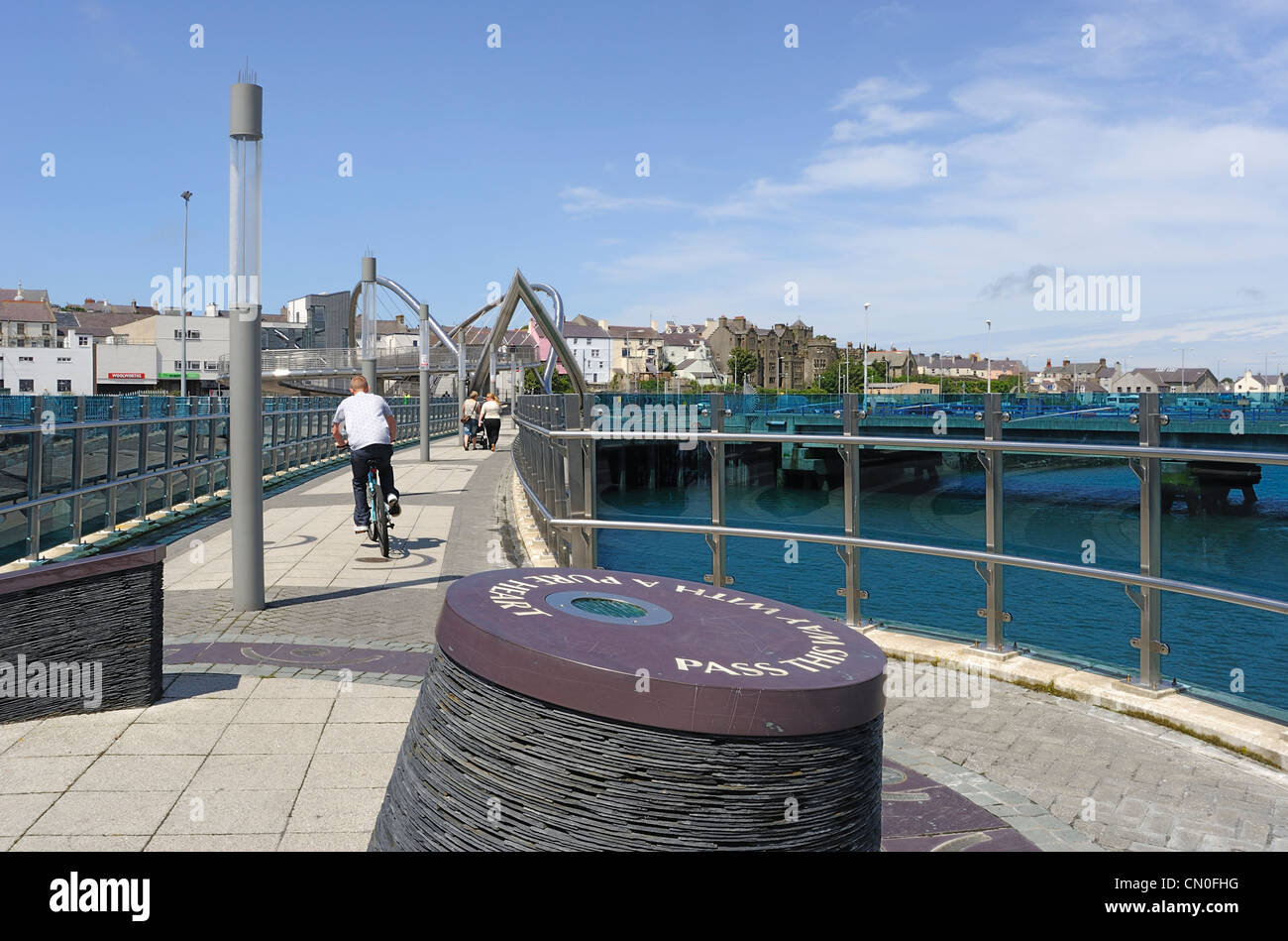 Celtic Gateway footbridge, Holyhead, Isle of Anglesey, Wales, UK Stock ...