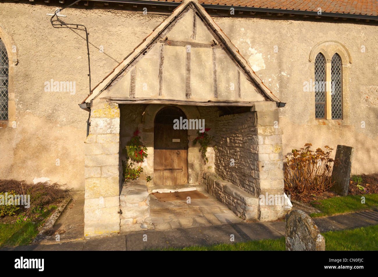 The porch of the Church of All Saints, West Markham, Nottinghamshire ...
