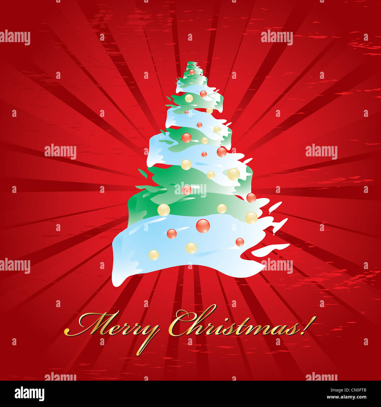 Red background with christmas tree, vector illustration Stock Photo - Alamy