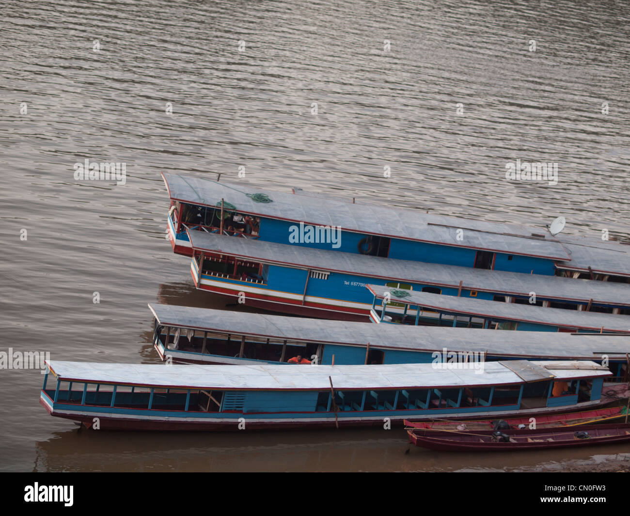 Boats on Mekong river Stock Photo - Alamy