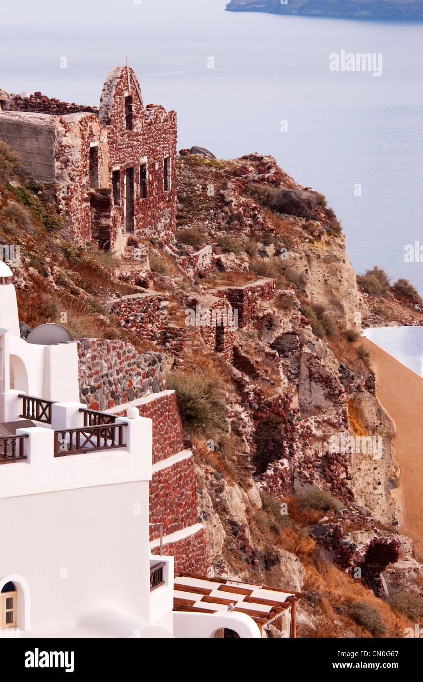Old brick buildings near sunset point, Oia, Santorini, Greece Stock ...