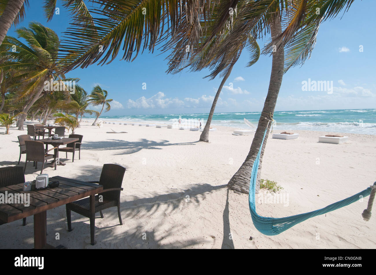 resort on white sand beach Tulum Mexico Stock Photo - Alamy
