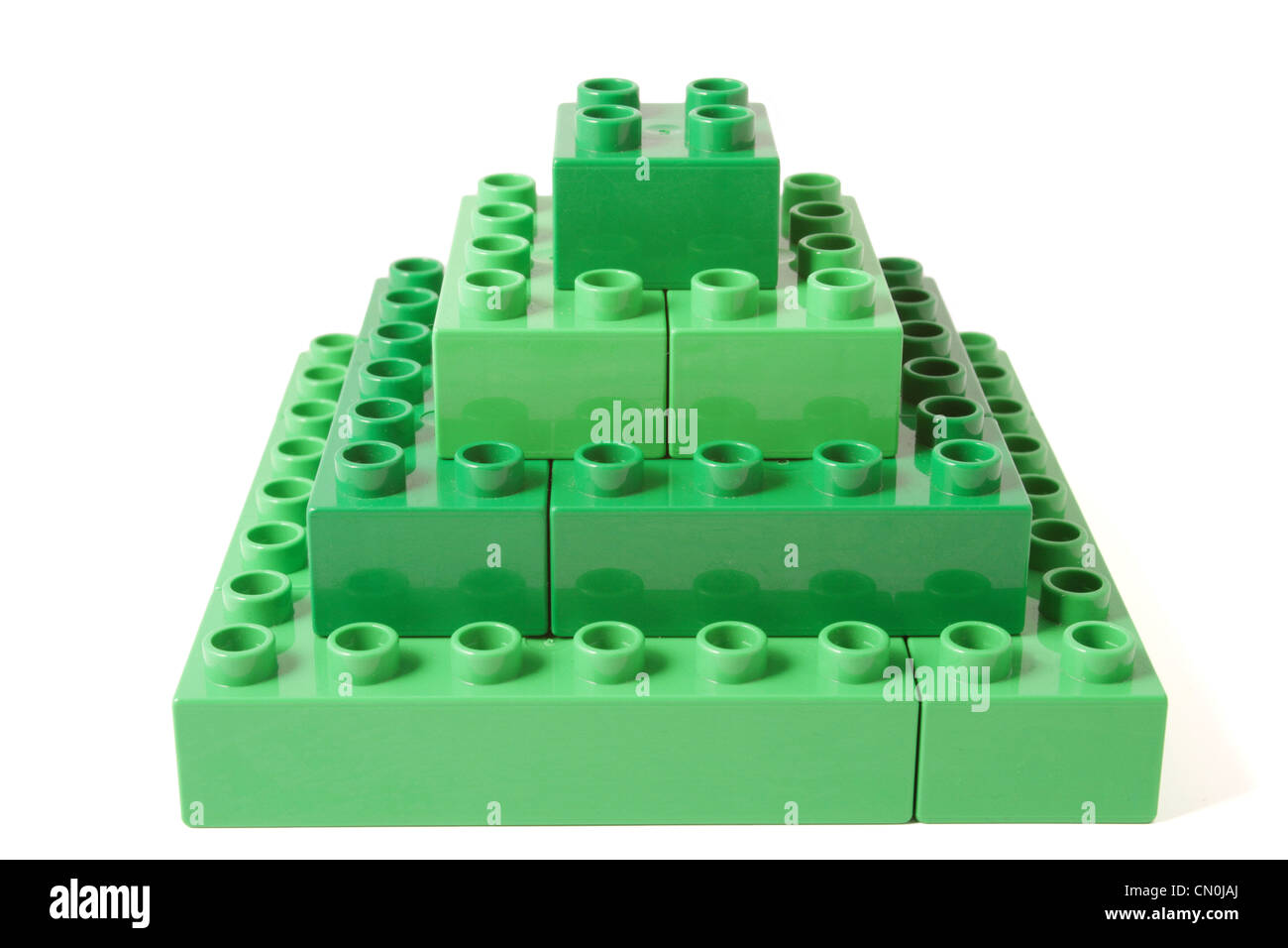 Pyramid made with plastic blocks Stock Photo - Alamy