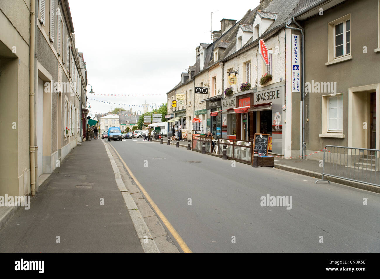 Street in Sainte Mere Eglise, Normandy Stock Photo - Alamy