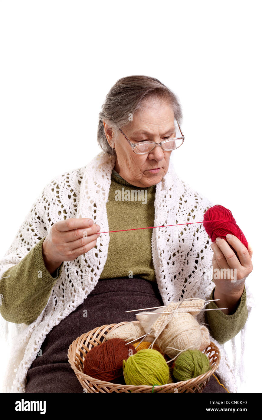 Woman knitting isolated hi-res stock photography and images - Alamy
