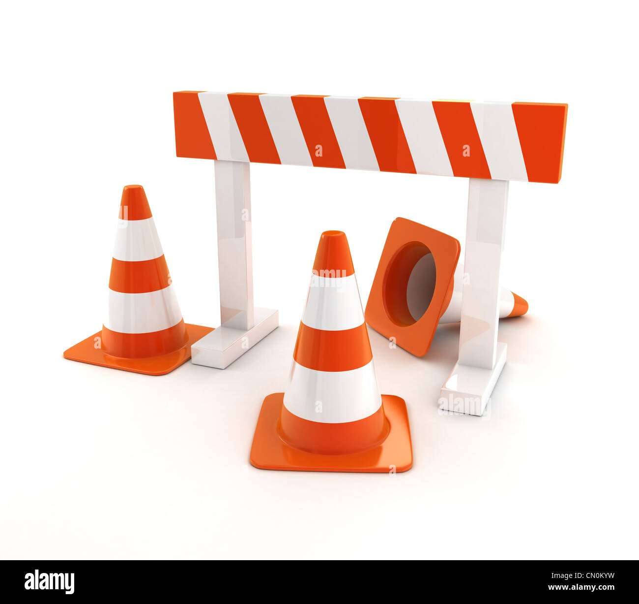 Orange road cones (isolated, done in 3d Stock Photo - Alamy