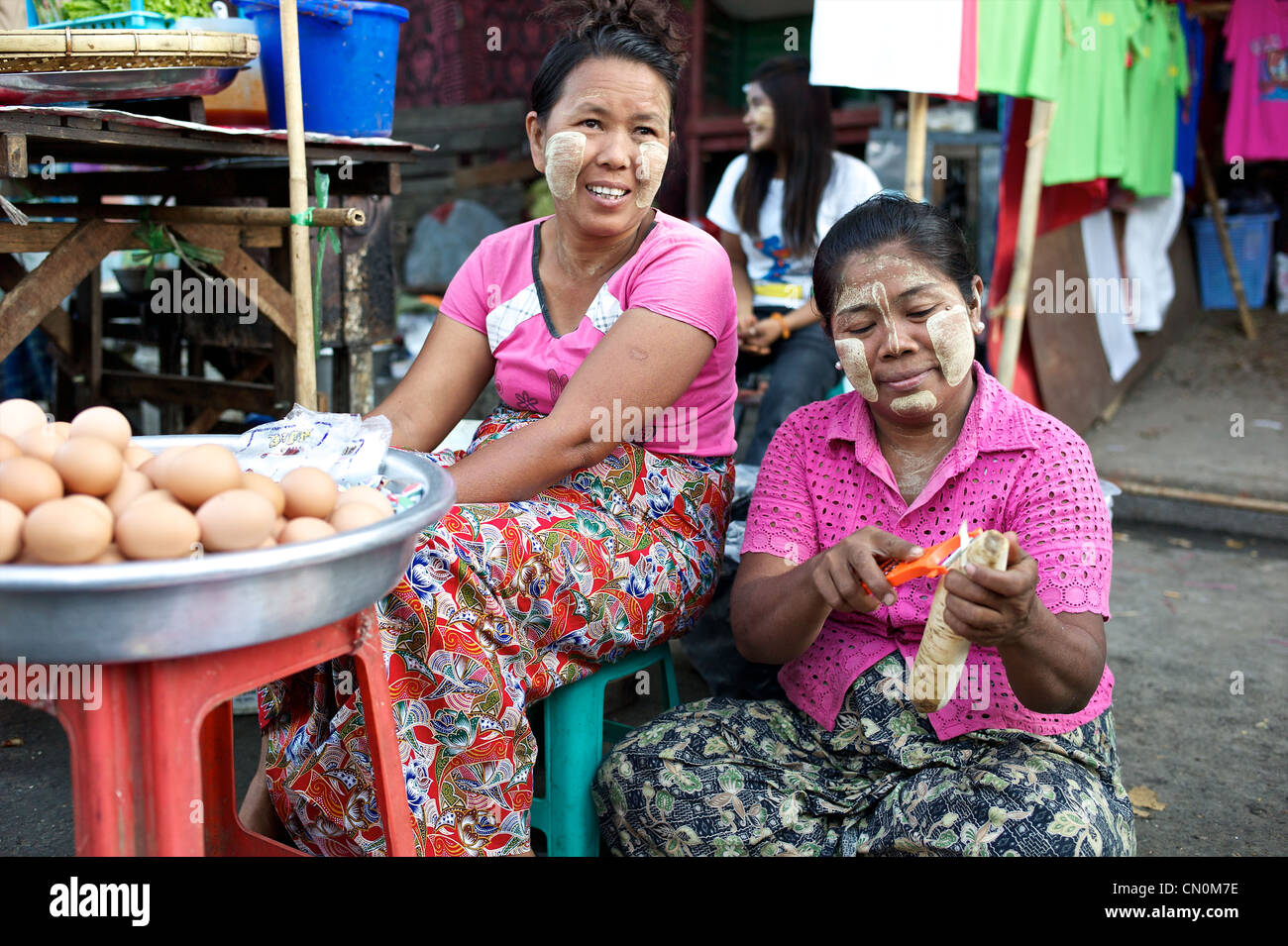 Street food on the streets of Yangon (Rangoon), Myanmar (Burma Stock ...