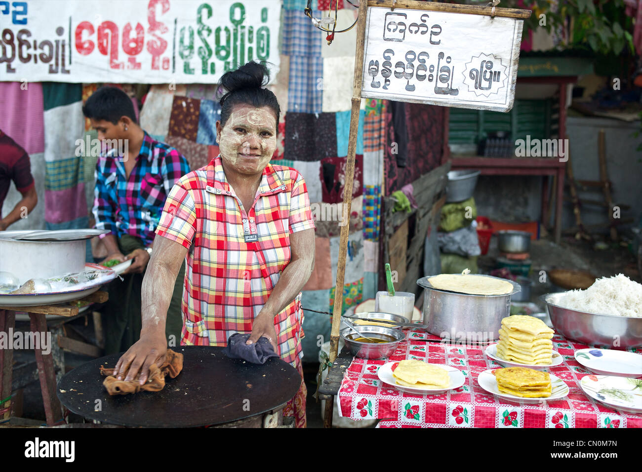 Street food on the streets of Yangon (Rangoon), Myanmar (Burma Stock ...