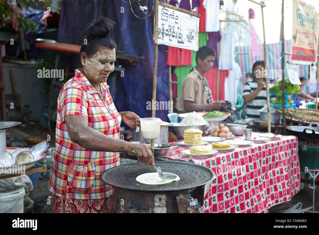 Street food on the streets of Yangon (Rangoon), Myanmar (Burma Stock ...