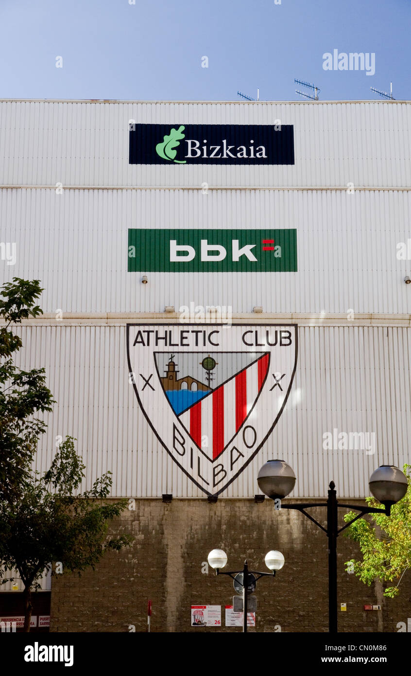 Bilbao Football Club stadium and coat of arms Stock Photo - Alamy