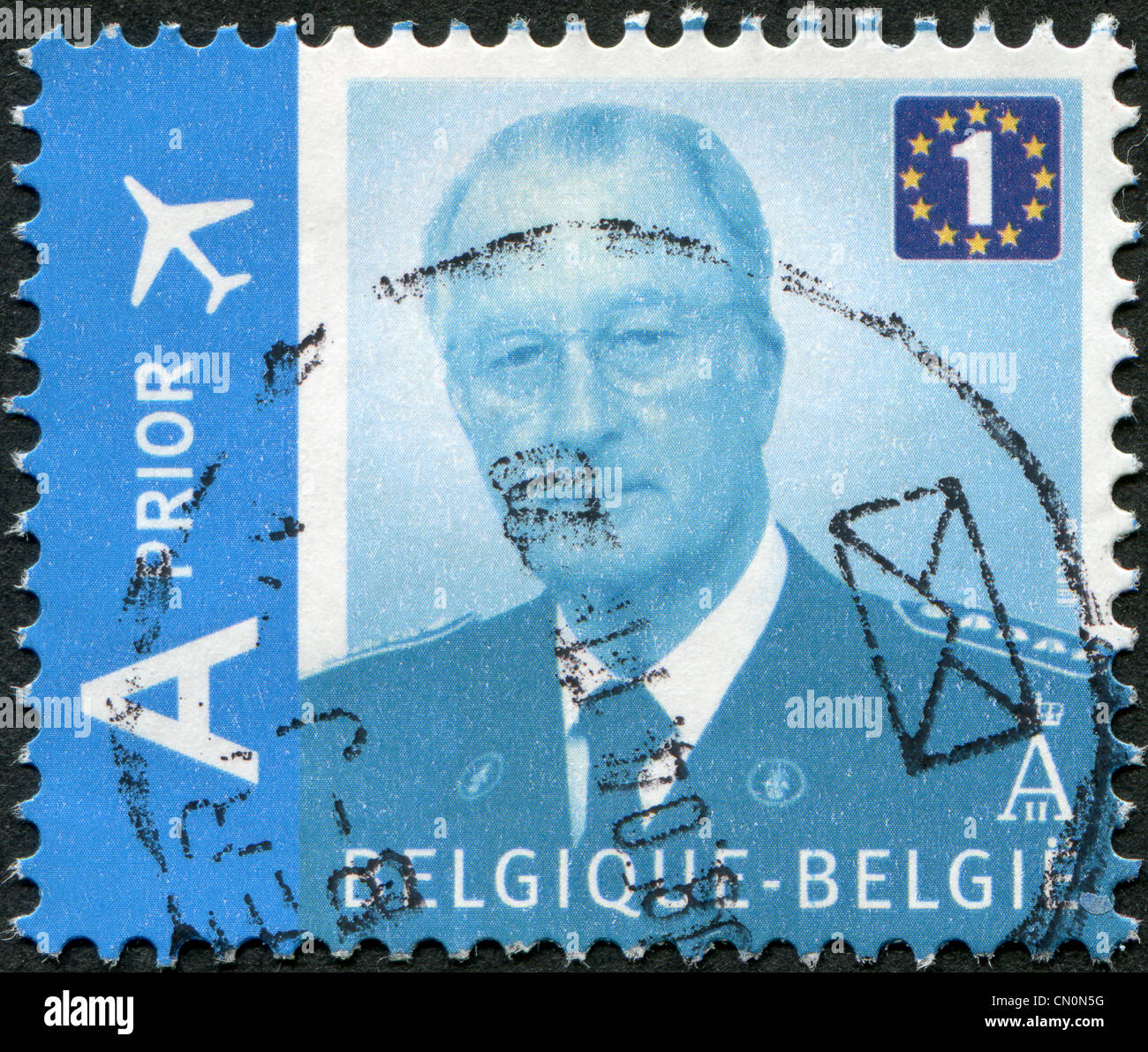 BELGIUM - CIRCA 2009: A stamp printed in Belgium, shows Albert II of ...