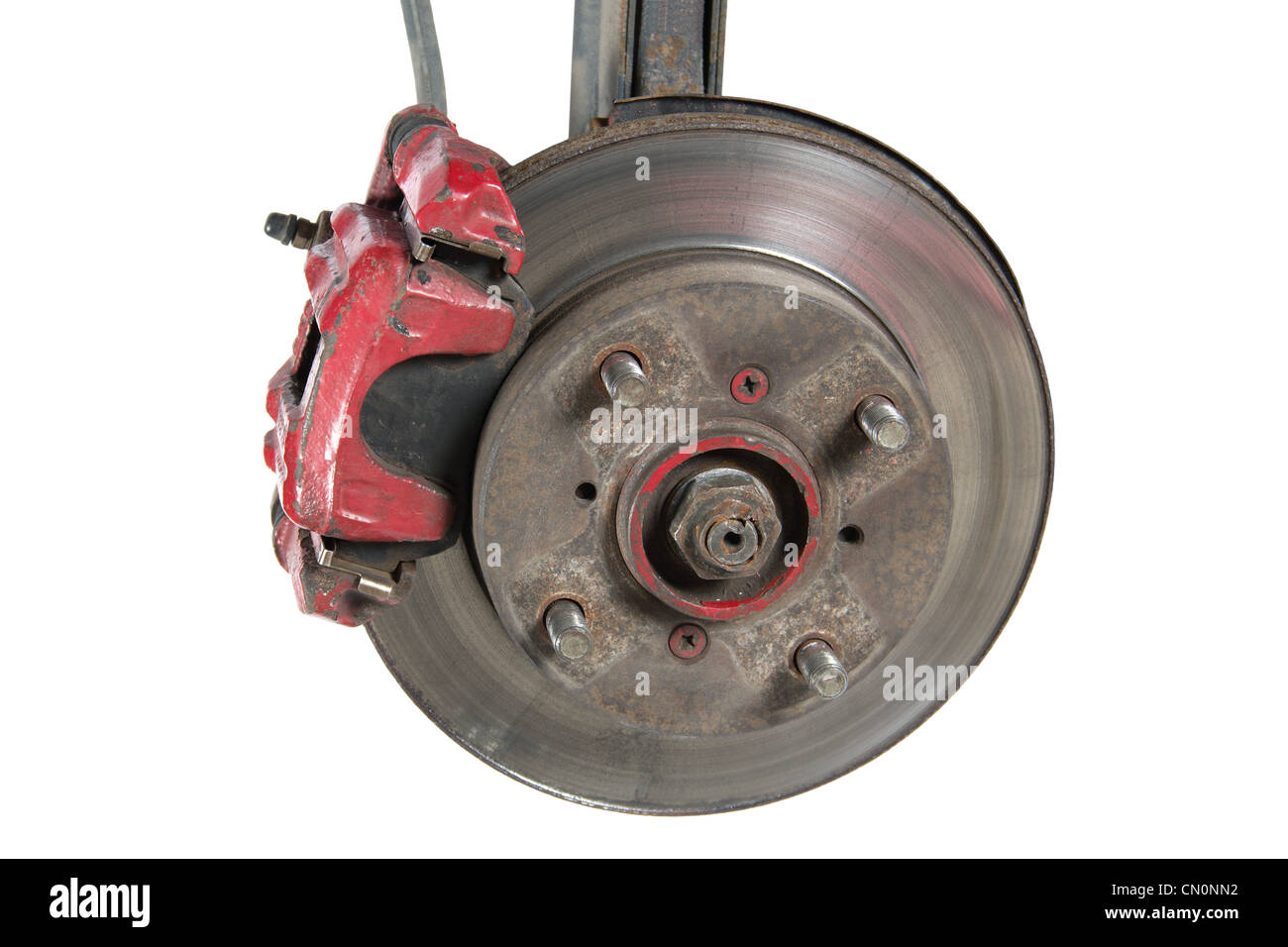 Old brake pads and disk, isolated on a white background Stock Photo - Alamy